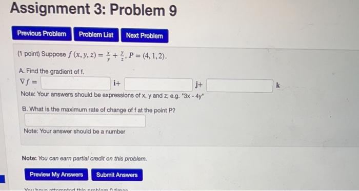 Solved Assignment 3: Problem 9 Previous Problem Problem List | Chegg.com