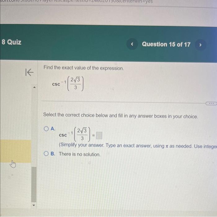 Solved Find the exact value of the expression. csc−1(323) | Chegg.com