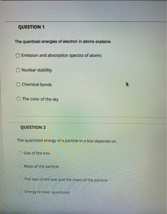 Solved QUESTION 1 The quantized energies of electron in | Chegg.com