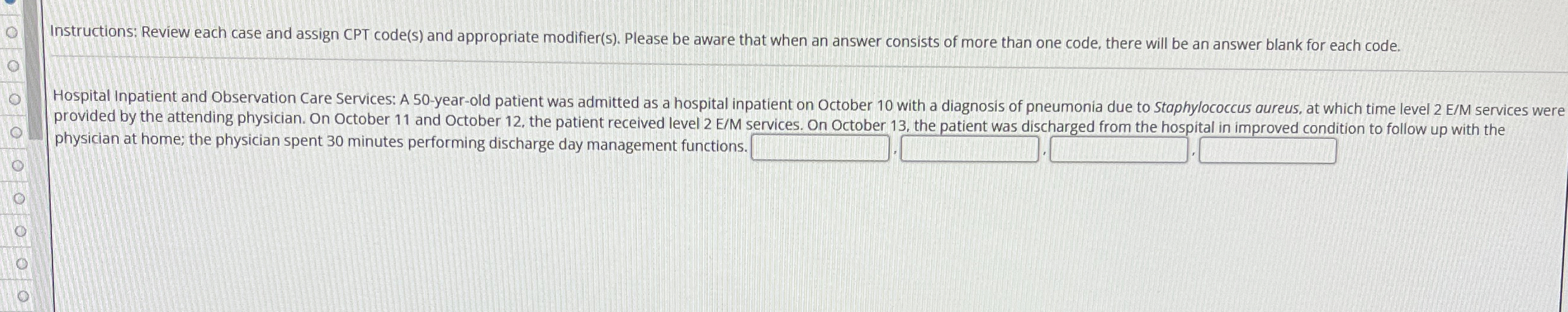 Solved Instructions: Review each case and assign CPT code(s) | Chegg.com