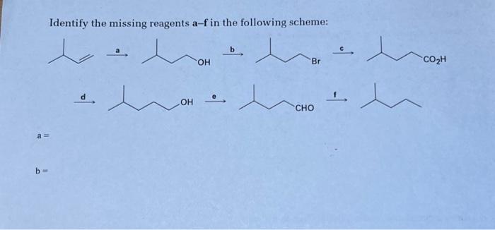 Solved Identify the missing reagents a-f in the following | Chegg.com