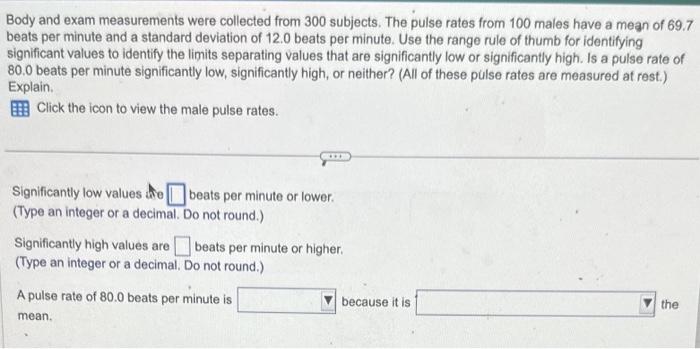 Solved Body and exam measurements were collected from 300 | Chegg.com