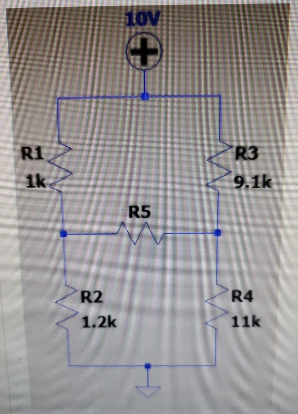 Solved 10V + R3 R1 1k 9.1k R5 R2 R4 11k 1.2k Giren Rs = 8 | Chegg.com