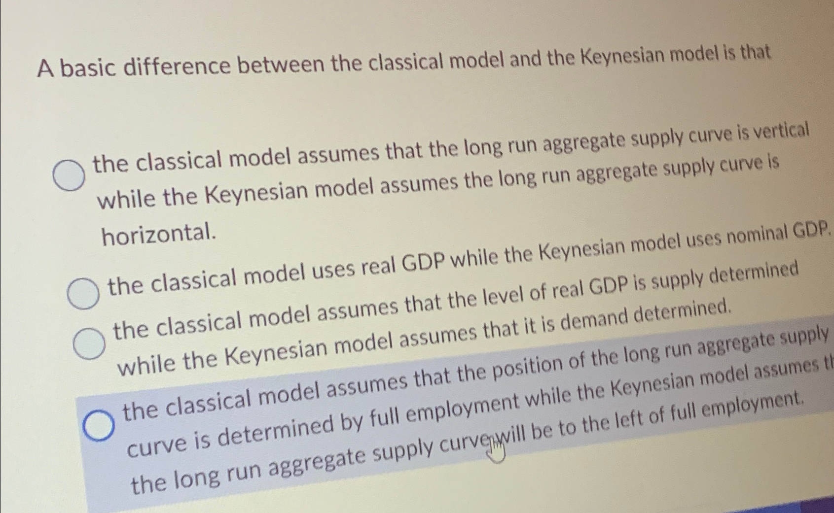 Solved A basic difference between the classical model and | Chegg.com