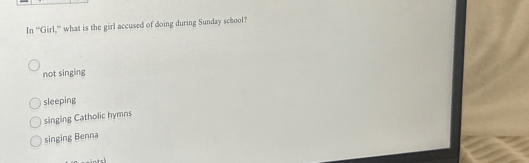 Solved In "Girl," what is the girl accused of doing during | Chegg.com