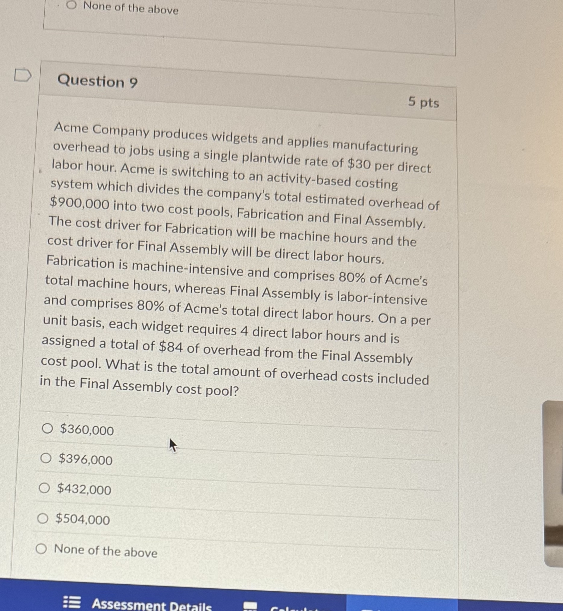 Solved None of the aboveQuestion 95 ﻿ptsAcme Company | Chegg.com