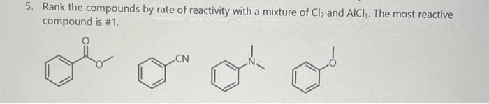 Solved 5. Rank the compounds by rate of reactivity with a | Chegg.com