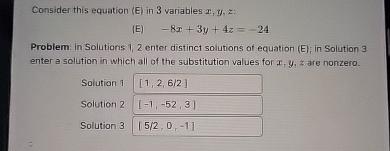 Solved Consider this equation (E) ﻿in 3 ﻿variables x,y,z | Chegg.com