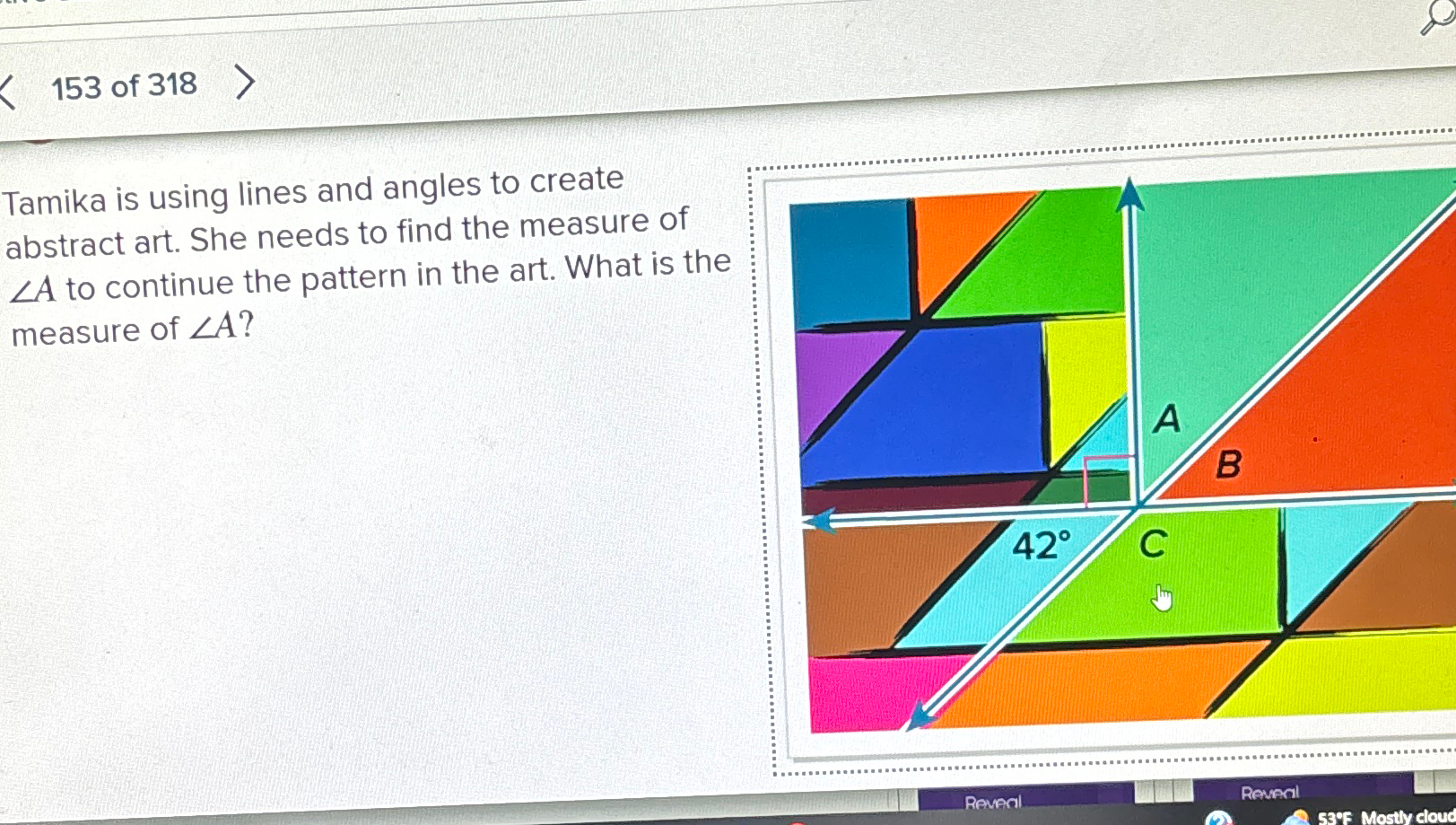 Solved 153 ﻿of 318Tamika is using lines and angles to create | Chegg.com