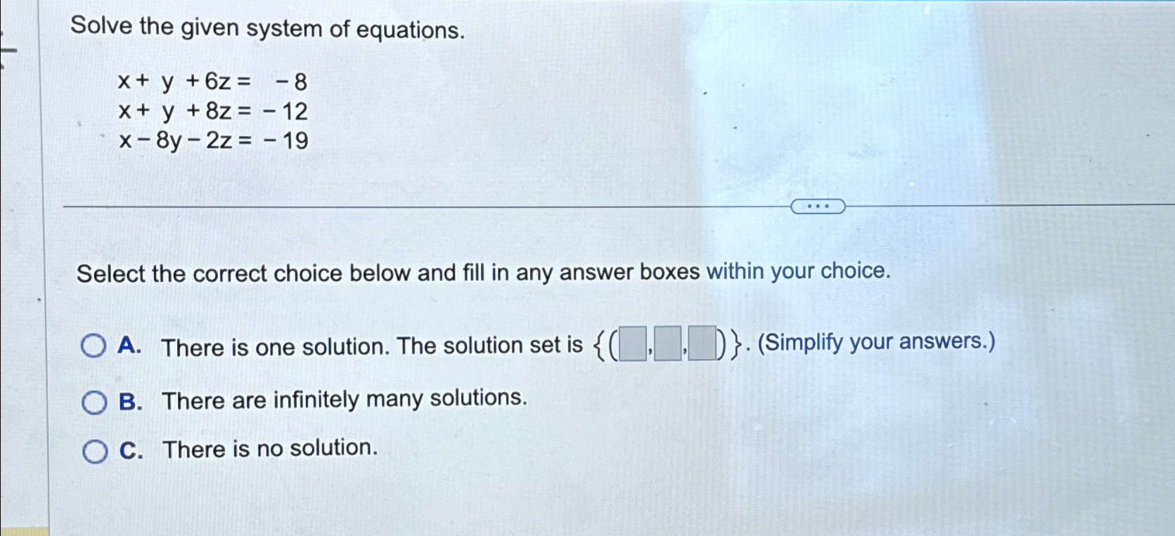 Solved Solve the given system of | Chegg.com