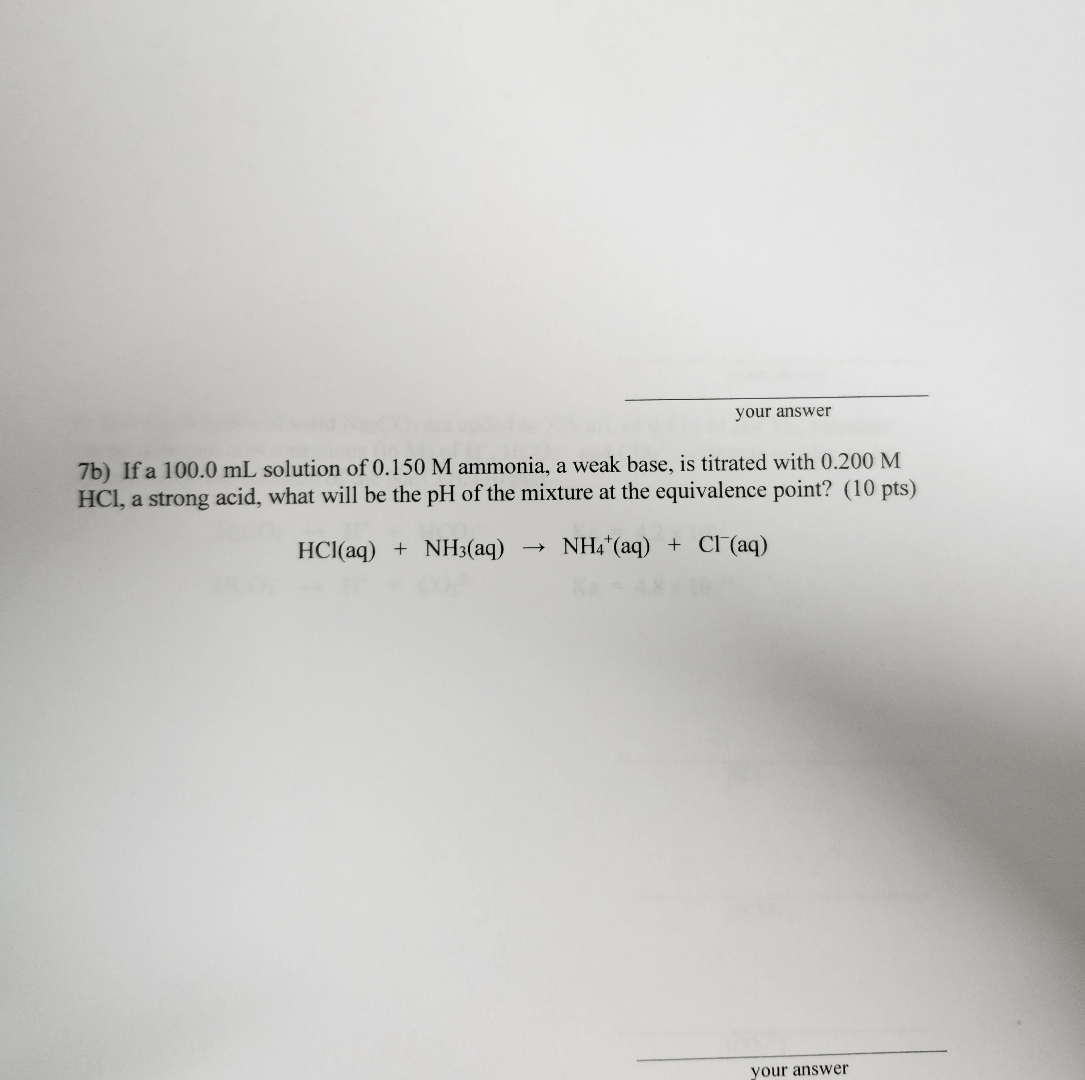 Solved your answer7b) ﻿If a 100.0 ﻿mL solution of 0.150 ﻿M | Chegg.com
