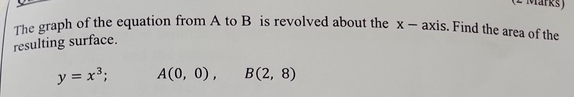 Solved The graph of the equation from A to B is revolved | Chegg.com