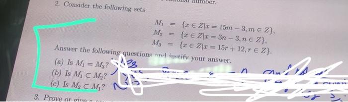 Solved 2. Consider the following sets | Chegg.com