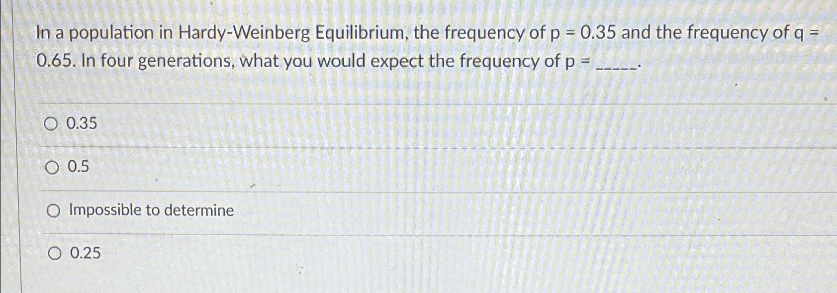 Solved In a population in Hardy-Weinberg Equilibrium, the | Chegg.com