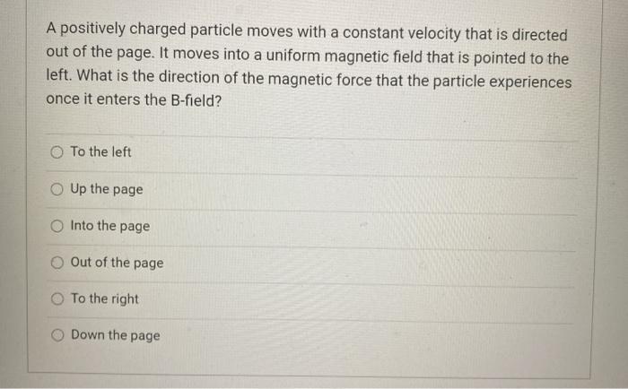 Solved A positively charged particle moves with a constant | Chegg.com