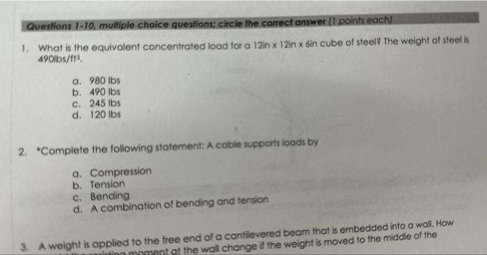 Solved Questions 1-10, multiple choice questions: circle the | Chegg.com
