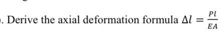 Solved PL Derive the axial deformation formula AL EA | Chegg.com