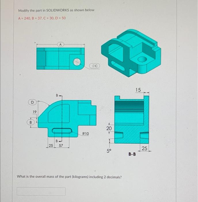 Solved Build the following part in SOLIDWORKS Unit system: | Chegg.com