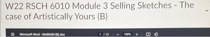 Solved W22 RSCH 6010 Module 3 Selling Sketches - The case of | Chegg.com