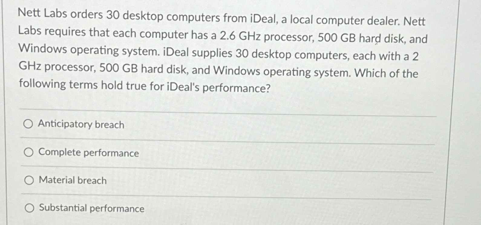 Solved Nett Labs orders 30 ﻿desktop computers from iDeal, a | Chegg.com