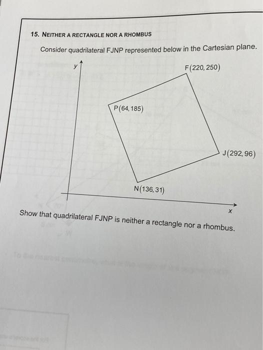 Solved 15. NEITHER A RECTANGLE NOR A RHOMBUS Consider | Chegg.com
