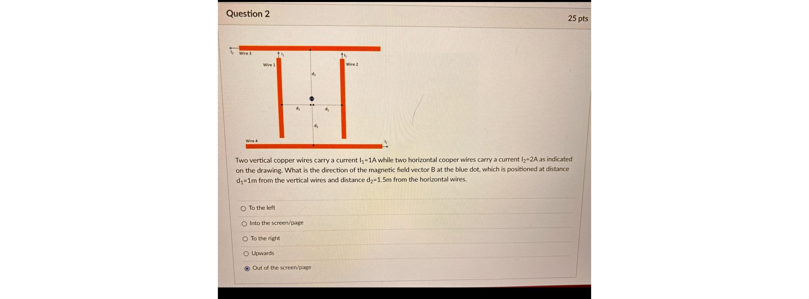 Solved Question 225ptsTwo vertical copper wires carry a | Chegg.com