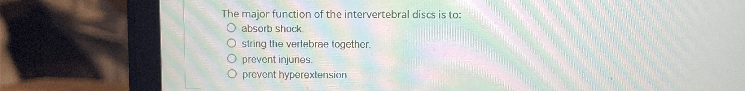 Solved The major function of the intervertebral discs is | Chegg.com