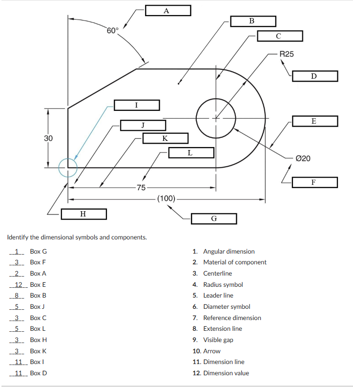 Solved 1. Angular dimension 2. Material of component 3. | Chegg.com