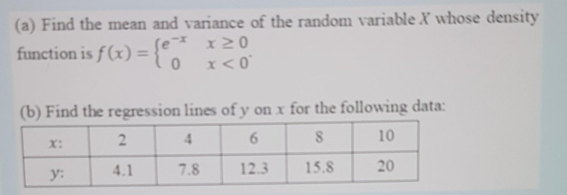 Solved (a) Find the mean and variance of the random variable | Chegg.com