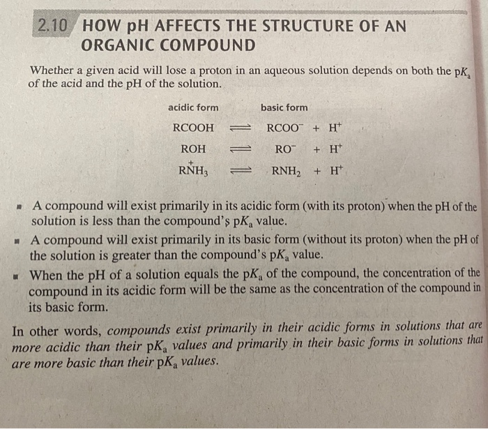 Solved 2.10 HOW pH AFFECTS THE STRUCTURE OF AN ORGANIC | Chegg.com