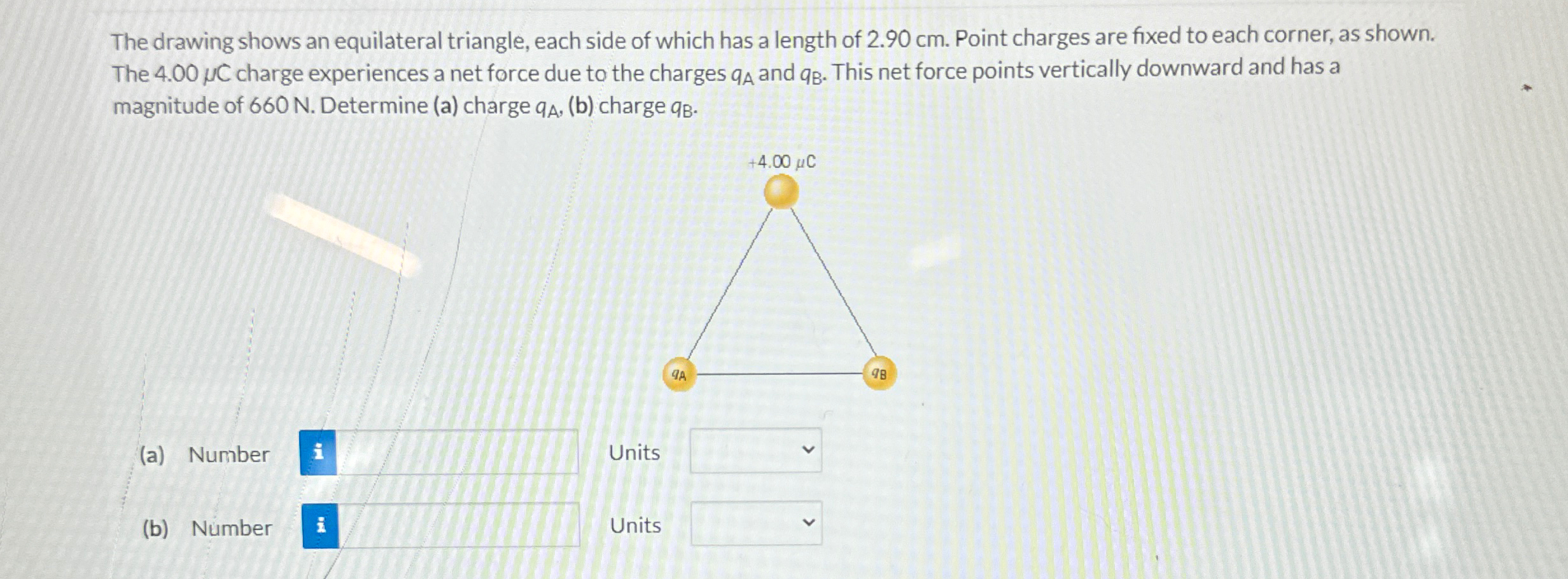 Solved The drawing shows an equilateral triangle, each side | Chegg.com