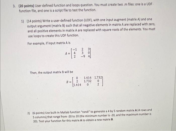 Solved 3 20 Points User Defined Function And Loops