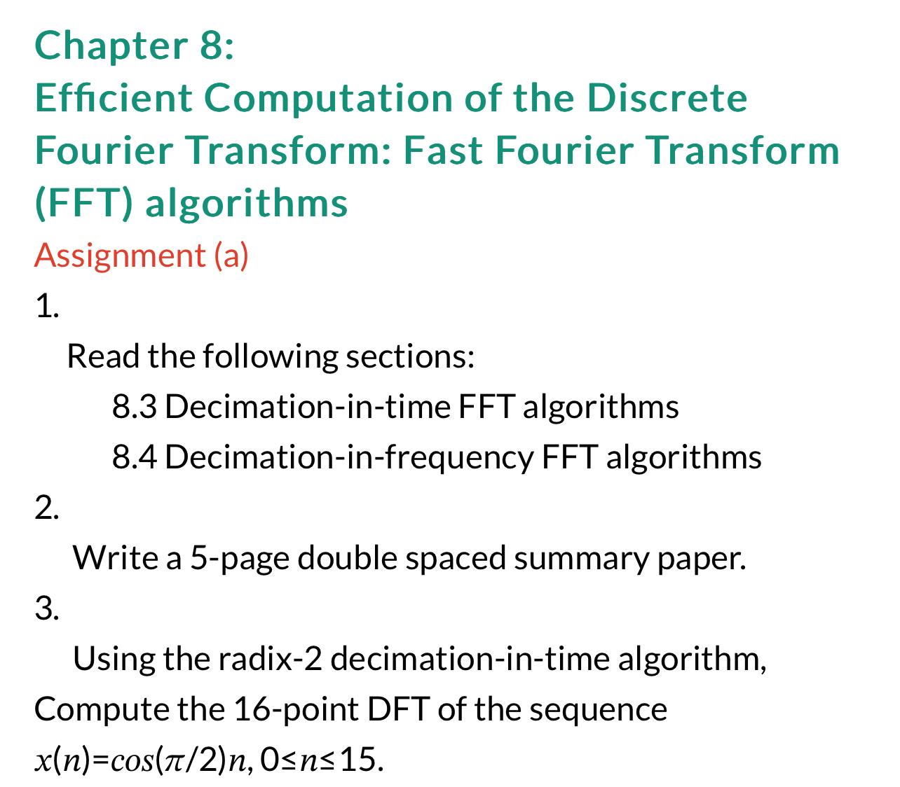 Solved Chapter 8efficient Computation Of The Discrete 