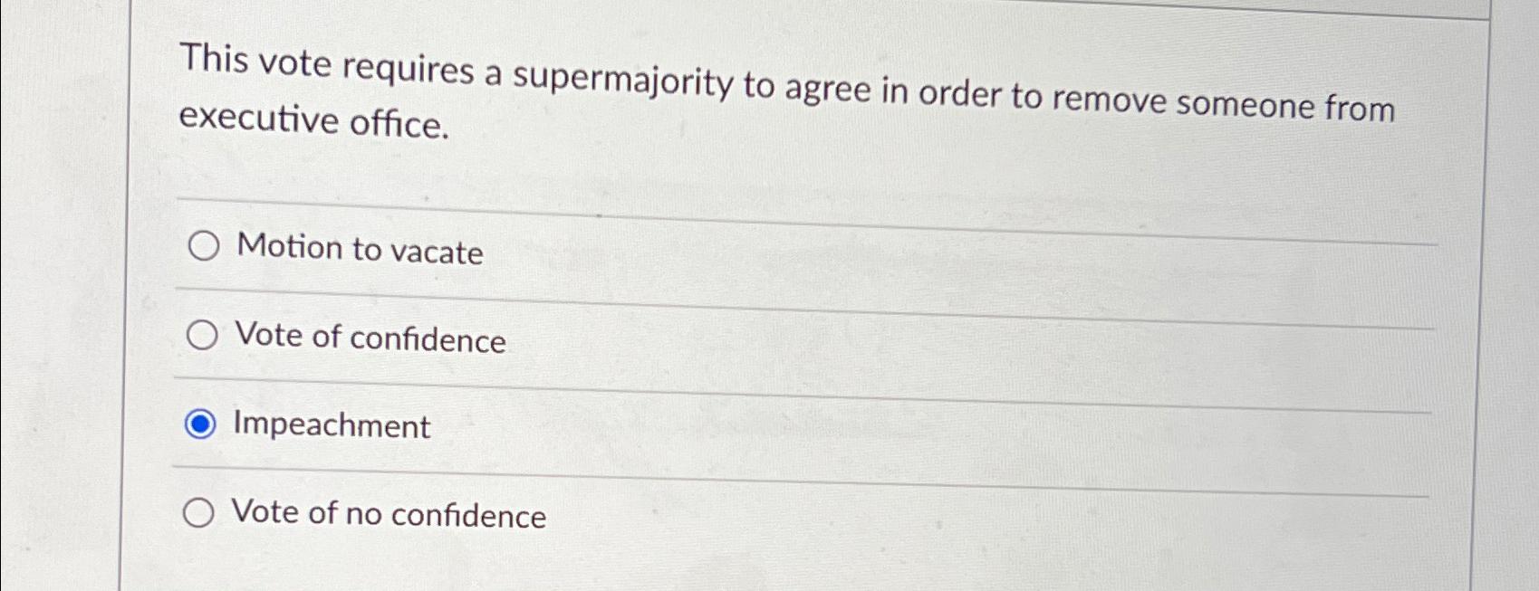 Solved This vote requires a supermajority to agree in order | Chegg.com