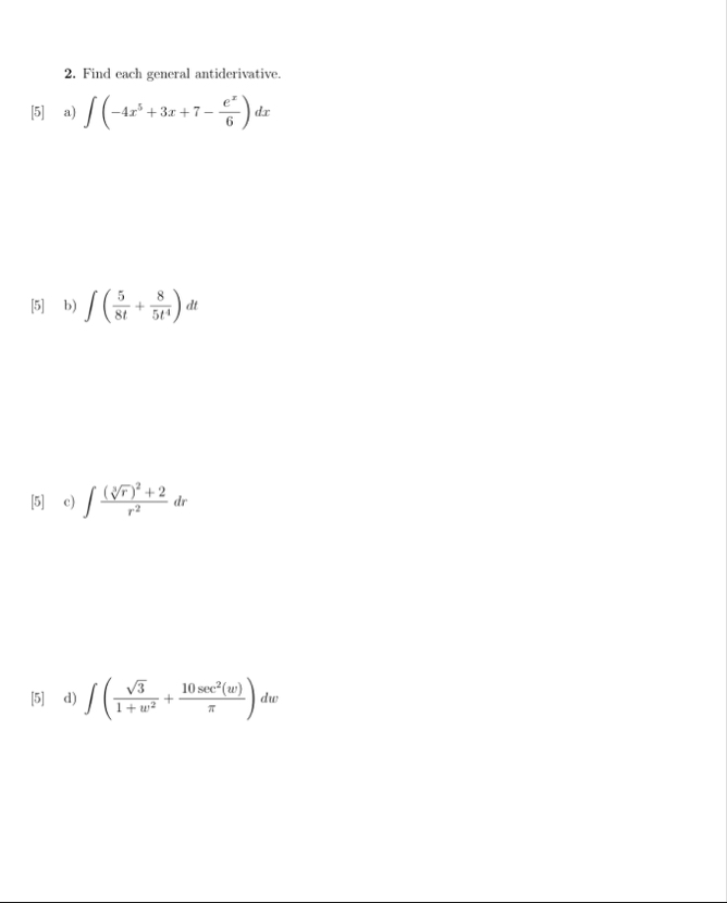 Solved Find each general antiderivative.[5], | Chegg.com