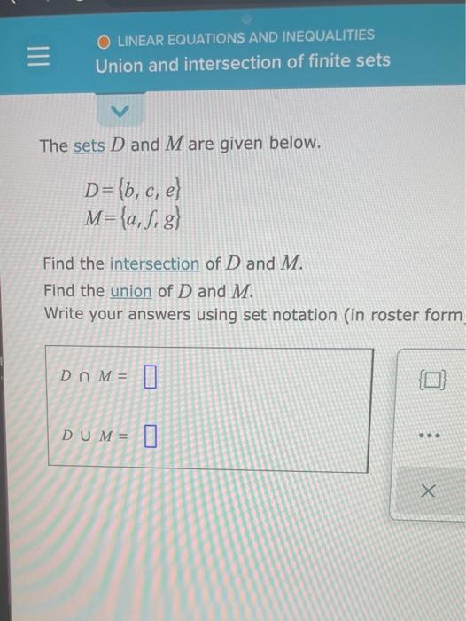 Solved O LINEAR EQUATIONS AND INEQUALITIES Union and | Chegg.com