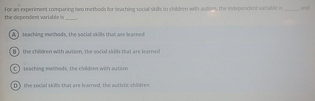 Solved and For an experiment comparing two methods for | Chegg.com