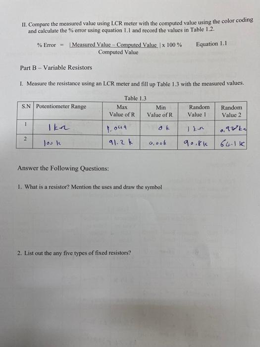 Solved Measurement of Resistance Objective: Date: To measure | Chegg.com
