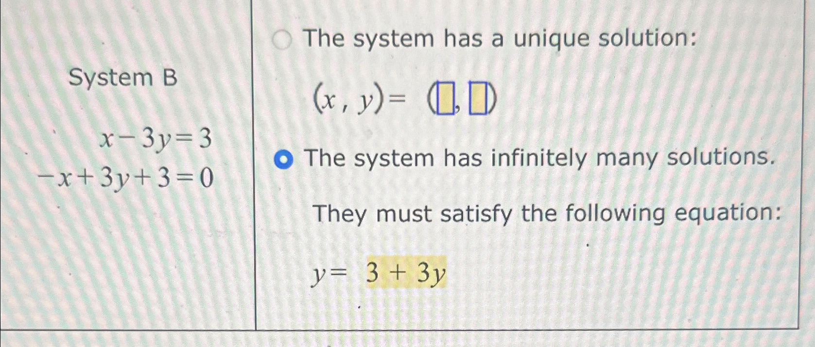 Solved The system has a unique solution:System | Chegg.com