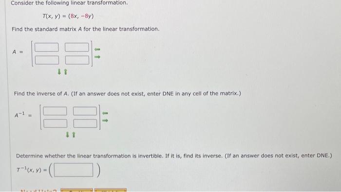 Solved Consider the following linear transformation. | Chegg.com