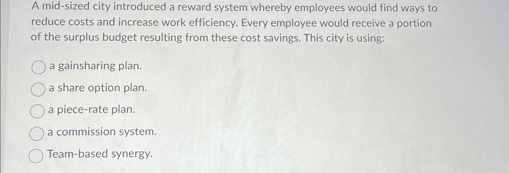 Solved A mid-sized city introduced a reward system whereby | Chegg.com