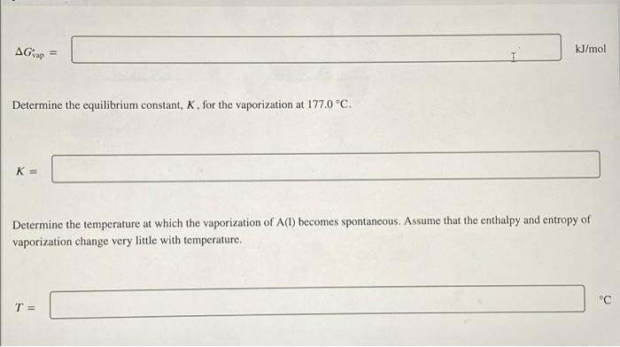 Solved The vaporization of compound A is described by the | Chegg.com