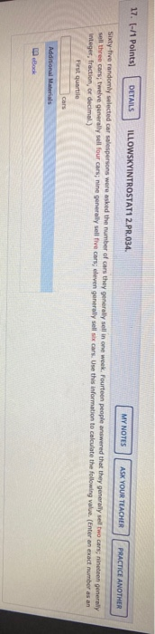 Solved 17. (-/1 Points) DETAILS ILLOWSKYINTROSTAT1 2.PR.034. | Chegg.com