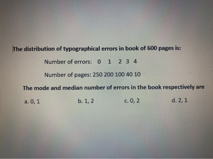 Solved The distribution of typographical errors in book of | Chegg.com