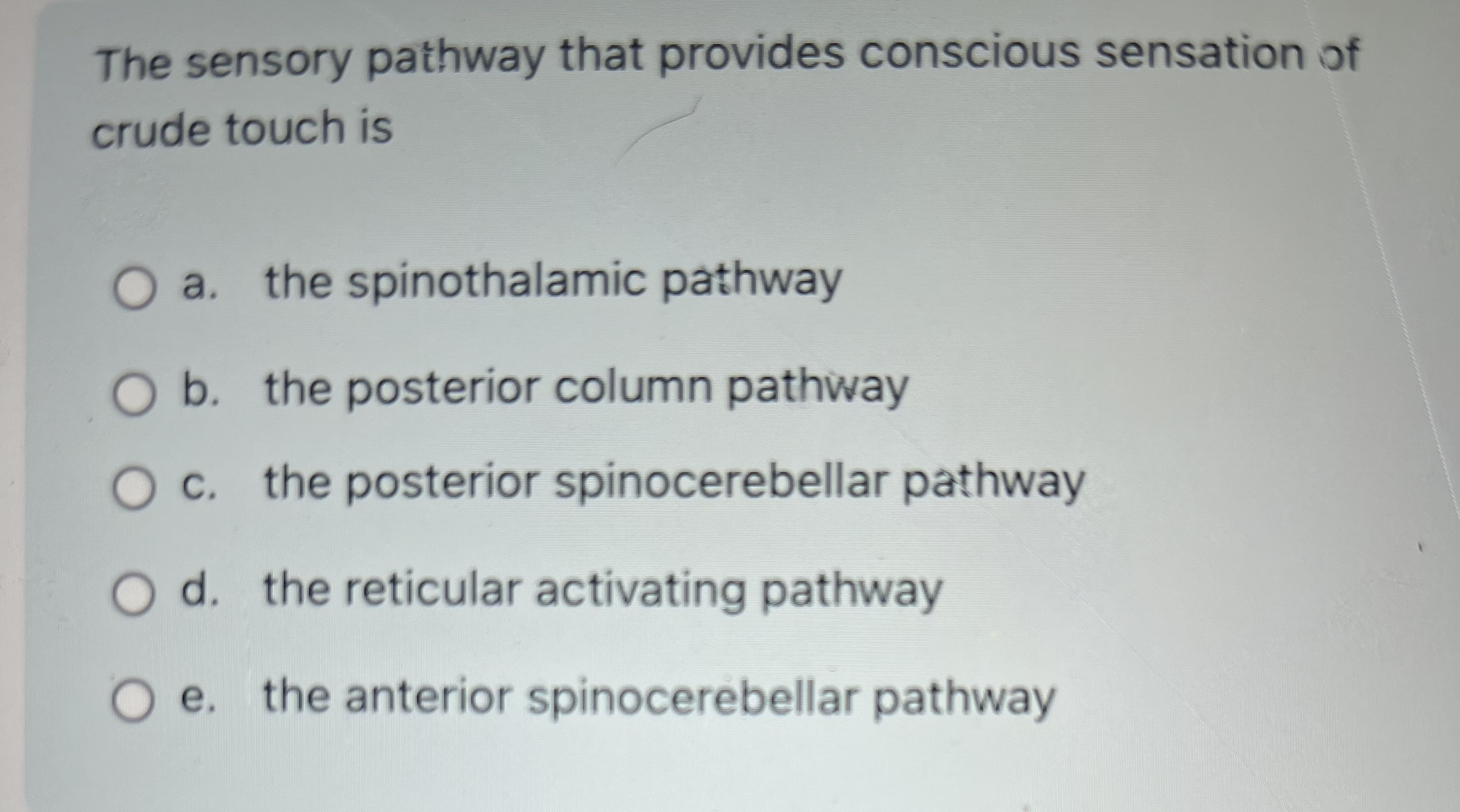 Solved The sensory pathway that provides conscious sensation | Chegg.com