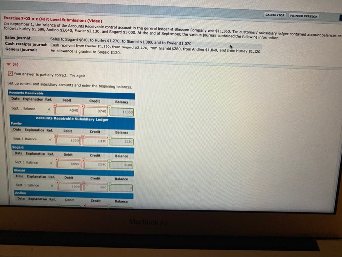 Solved CALCULATOR PRINTER VERSION Exercise 7-03 a-c (Part | Chegg.com