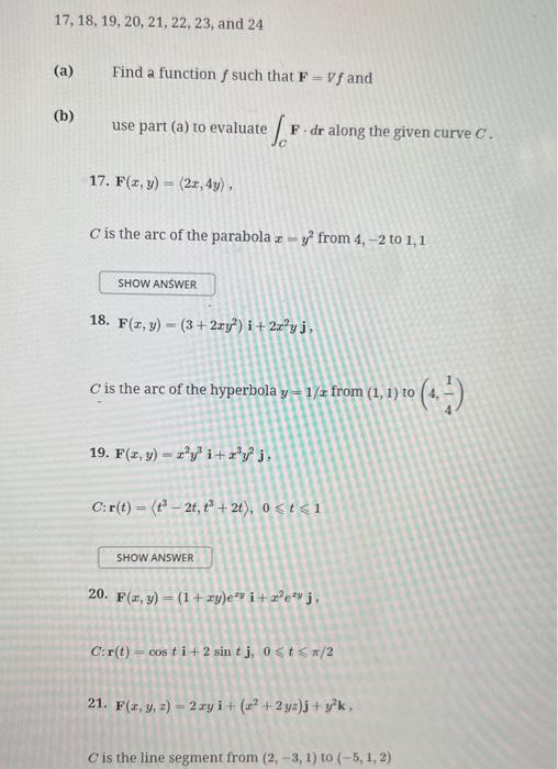 Solved Find a function f such that F=∇f and use part (a) to | Chegg.com