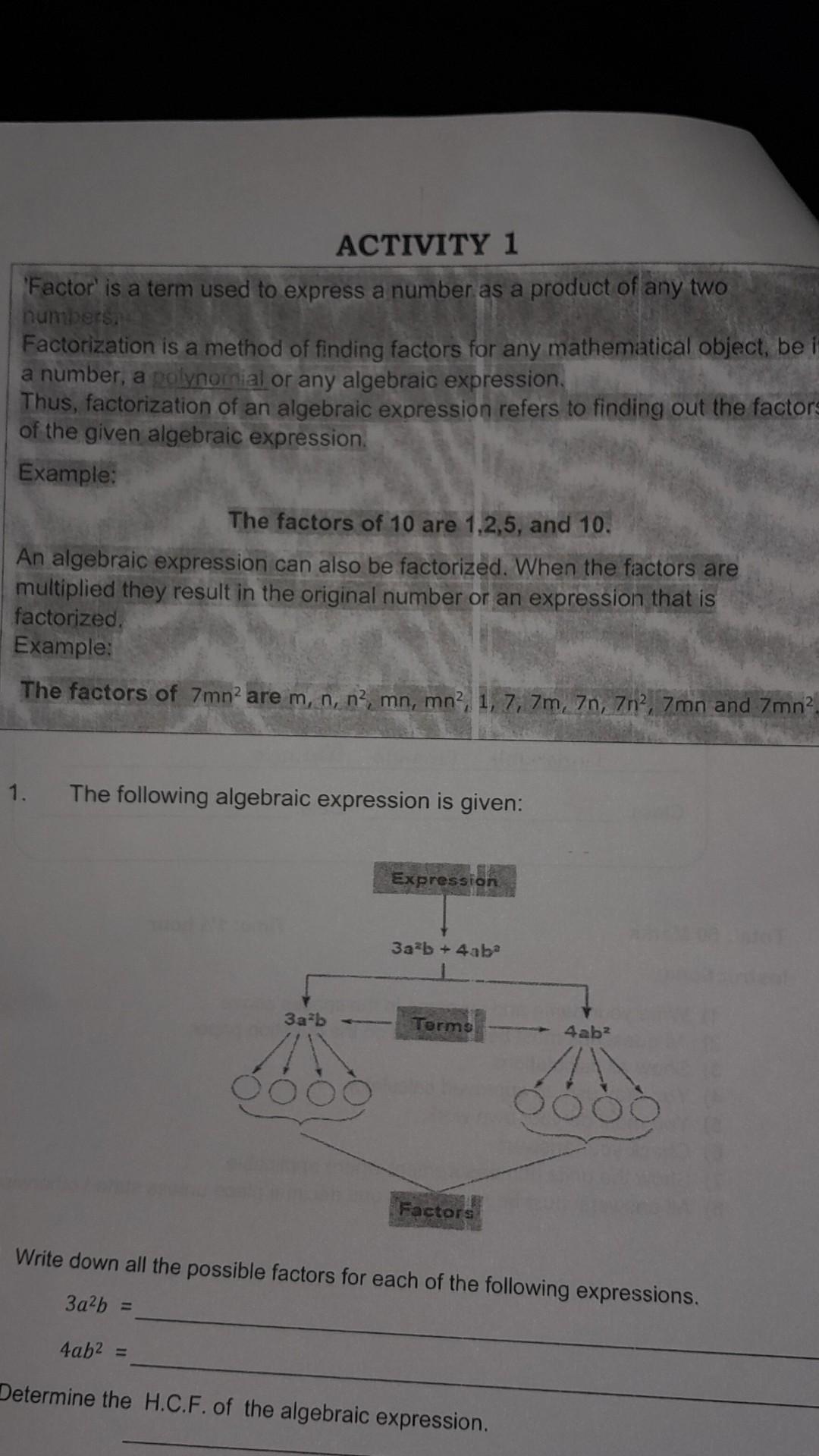 Solved Factor' is a term used to express a number as a | Chegg.com