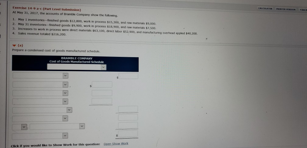 Solved CALCULATOR PRINTER VERSION Exercise 14-9a-c (Part | Chegg.com