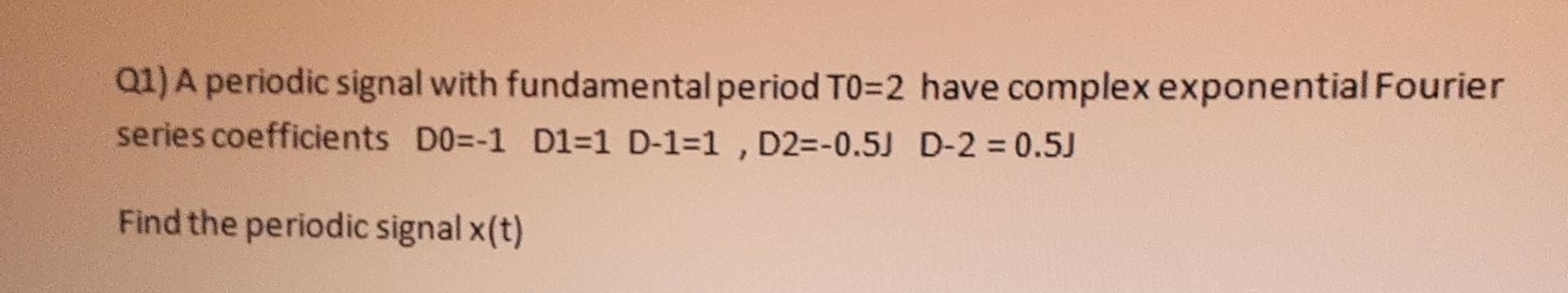 Solved Q1) A periodic signal with fundamental period TO=2 | Chegg.com